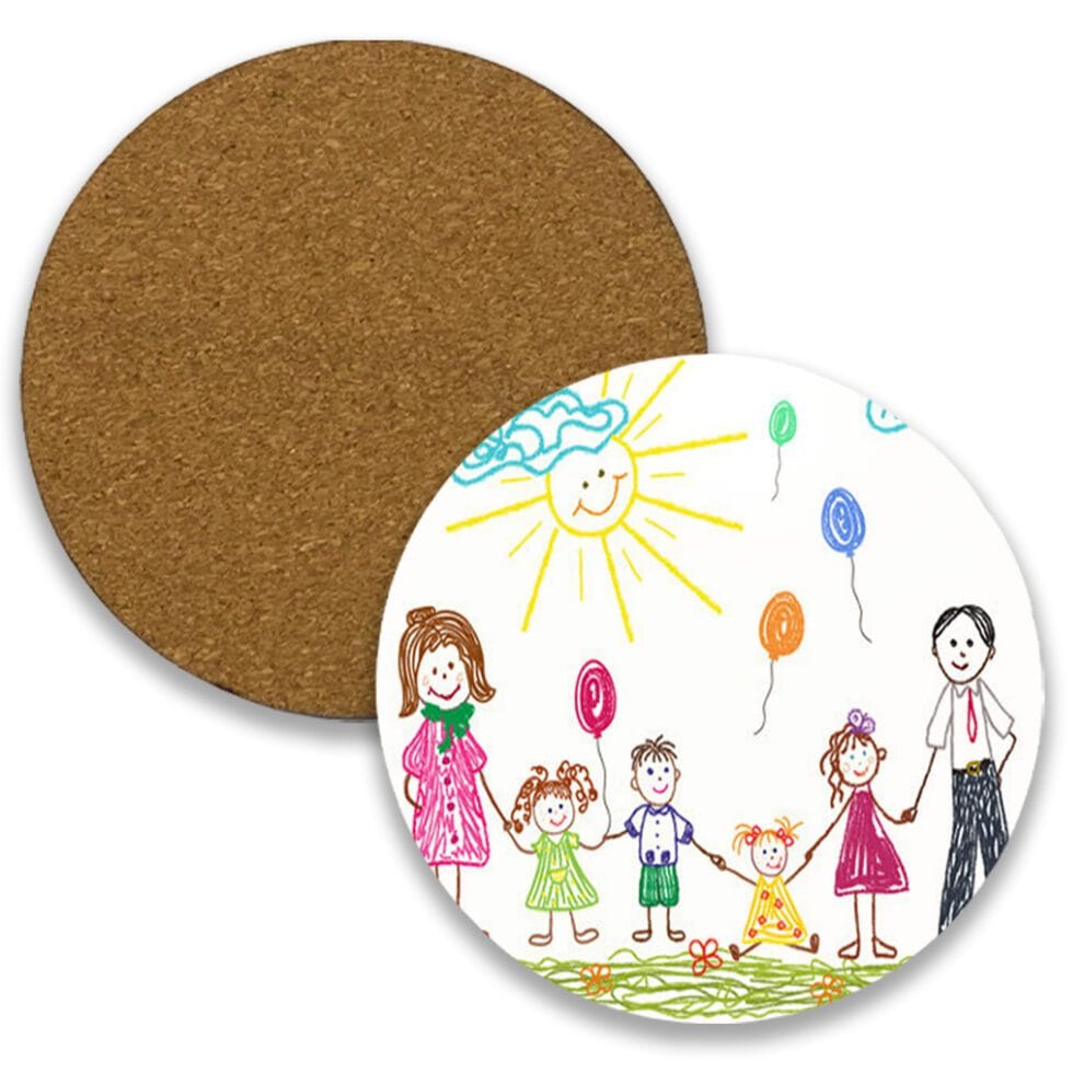 Custom Design Round Circle Coaster MDF with Cork Back Pack of 2 ...